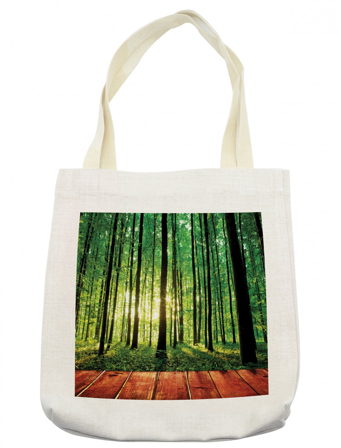 Forest Tote Bag, Trees Forest Picture from Indoor Sun Rays as ...