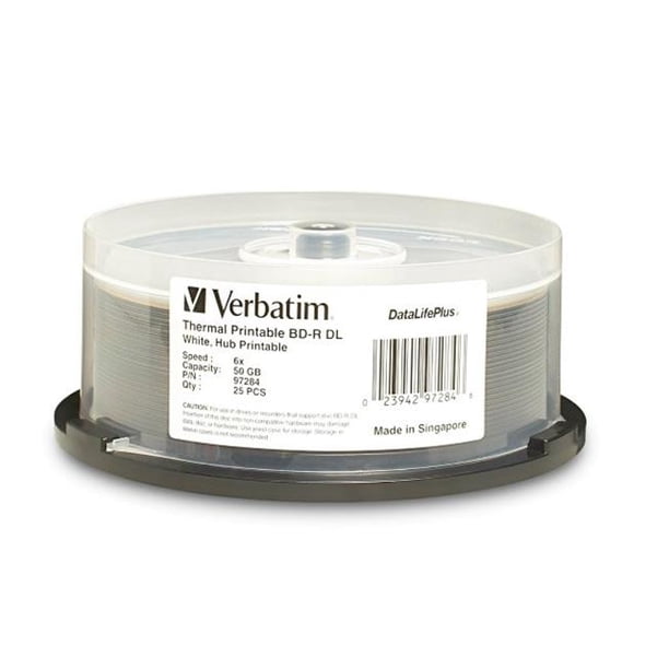Verbatim 50 GB 2x DataLifePlus White Thermal Hub Printable Blu-ray ...