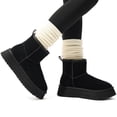 Crestar Platform Mini Boots for Women, Genuine Suede Fuzzy Ankle Snow ...