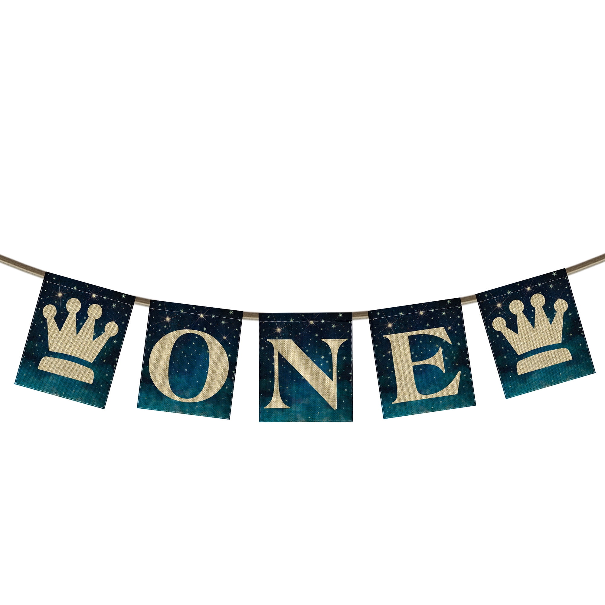 ZKGK One Banner Bunting 1st First Birthday Banner,Crown Night Starry ...