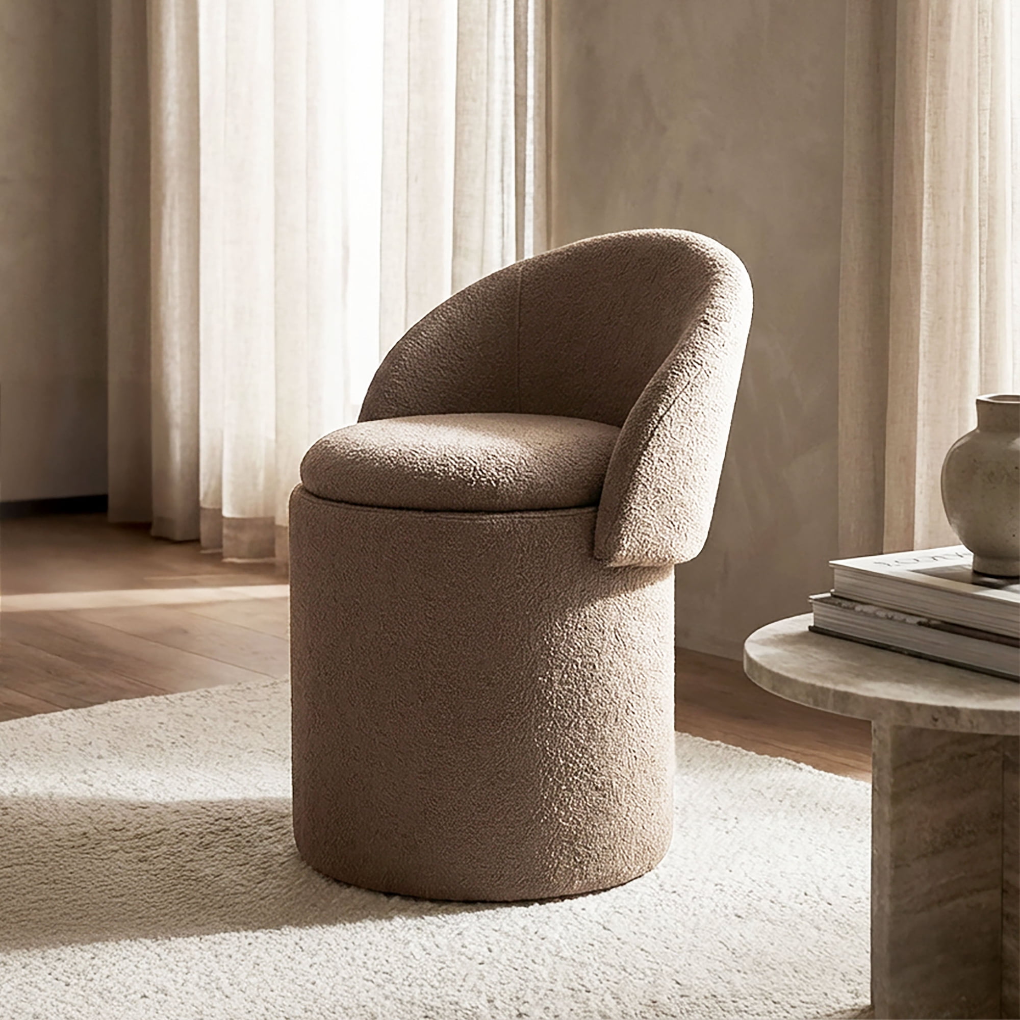 Click here for Aykah Furniture Aykah Cloud Boucle Ottoman Vanity... prices