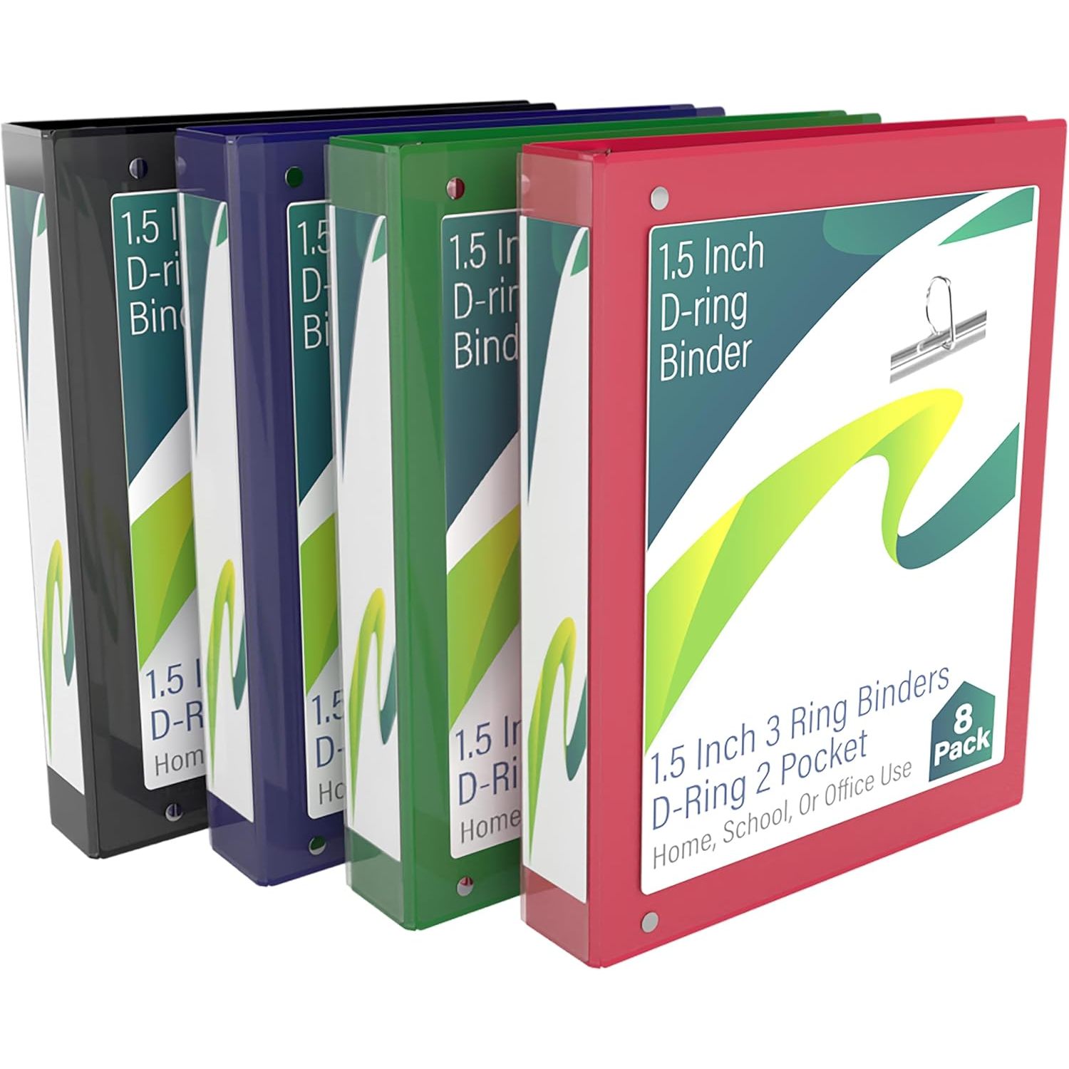 Binders, 3 Ring Binder (8 Pack), D Ring Binder 1.5 Inch, 2 Pocket, Up ...