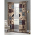 Brown Ethnic Sheer Curtains for Living Room Bedroom Black Bear Farm ...
