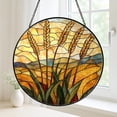 Farm Wheat Field Glass Suncatcher Window Hanging, Scenic Rural Home ...