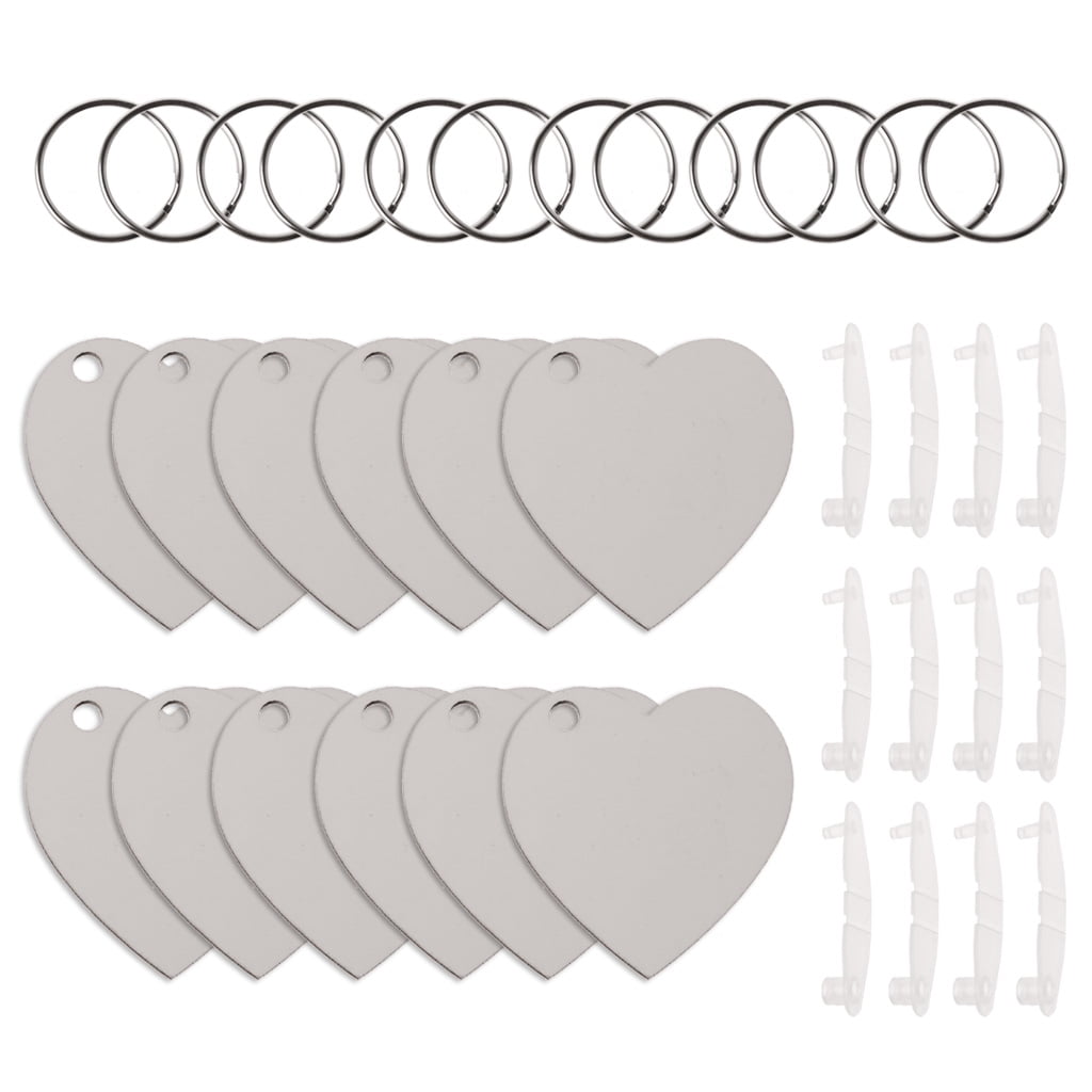 12 Sublimation Wooden Hard Board Key Rings Double Printable Blank MDF ...