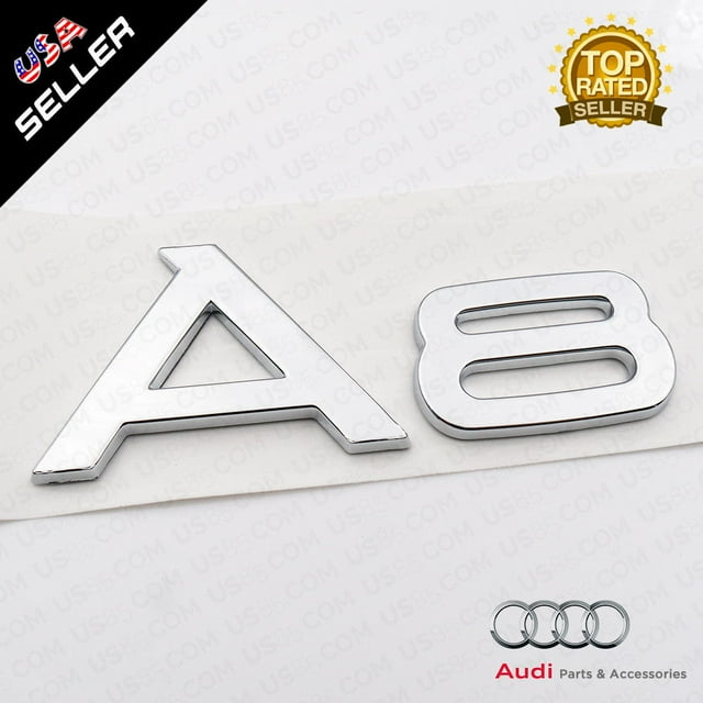 OEM ABS Nameplate Audi A8 Chrome Emblem 3D Trunk Logo Badge Decoration ...