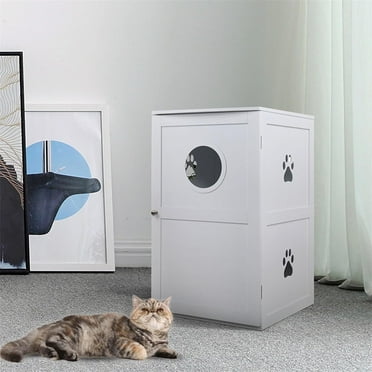 Pefilos 37" Enclosed Litter Box Enclosure Hidden Cat Washroom Bench,Cat ...