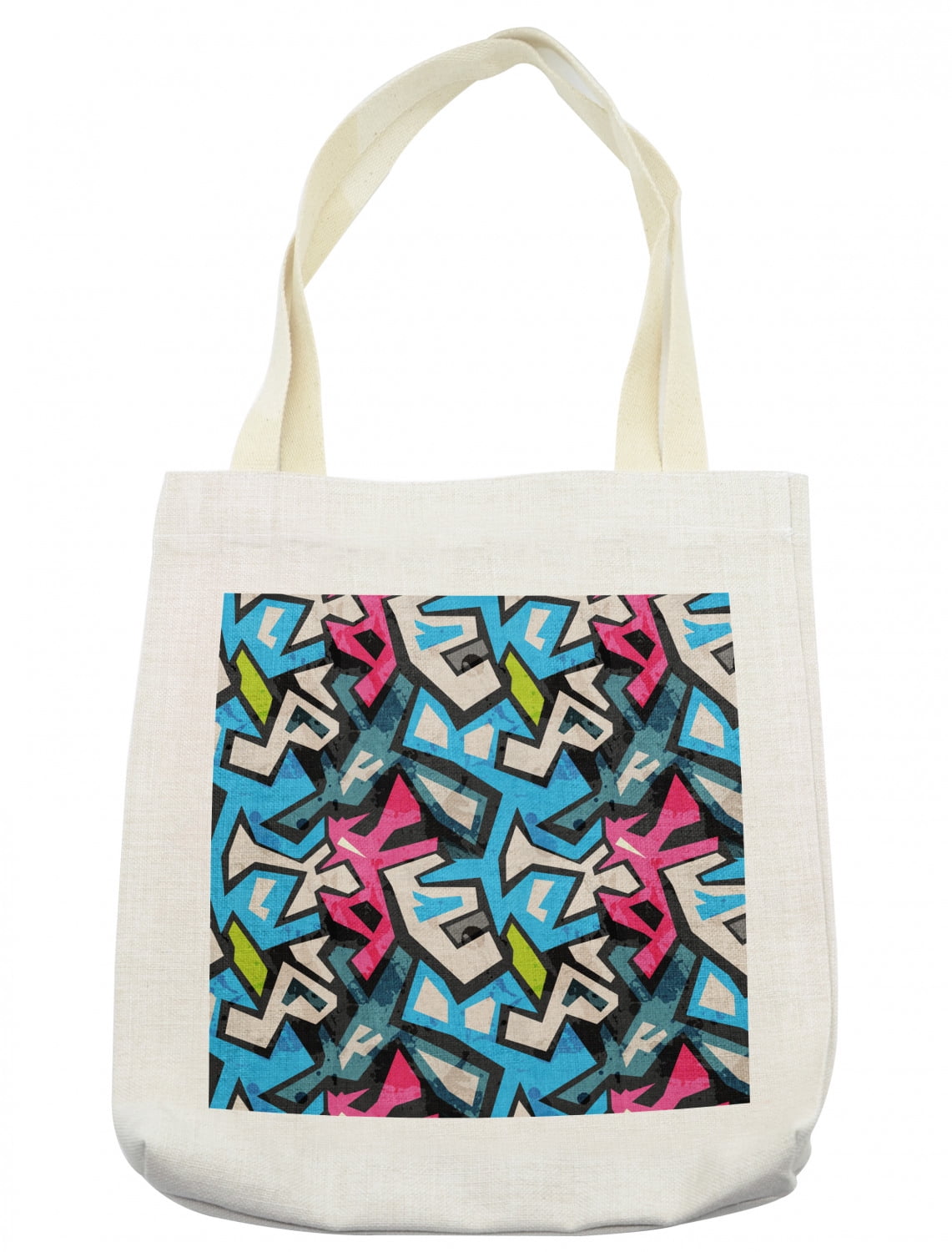 Grunge Tote Bag, Street Art Theme with Colorful Graffiti Funky Display ...