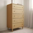 Grain Wood Furniture Solid Wood Mid Century 5-Drawer Chest, with a ...