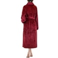 Pavilia Soft Plush Women Fleece Robe Burgundy Wine Red Cozy Bathrobe