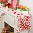 YIBAGA Valentines Day Table Runner, Pink Red Love Heart Runner for ...