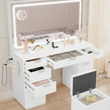 Free Shipping! Uforic Vanity Desk Set with LED Mirror & Power Outlet ...