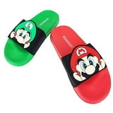 Super Mario Nintendo Sandals, Mario and Luigi Mismatch Slide Sandal ...
