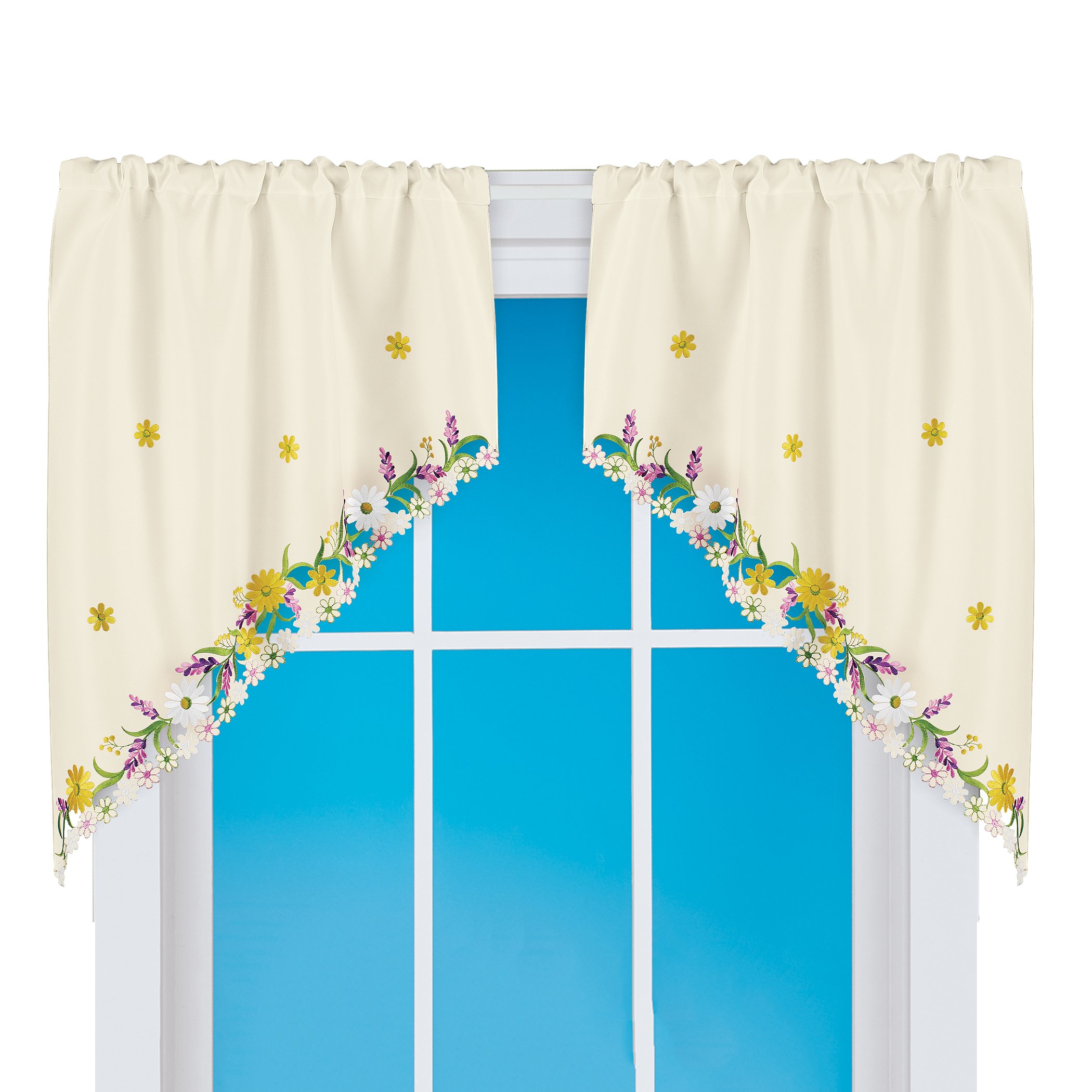 Collections Etc Unisex Adults Beautiful Floral Embroidered Window ...