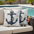 2 Pack Outdoor Waterproof Throw Pillow Covers,Coastal Blue Anchor ...