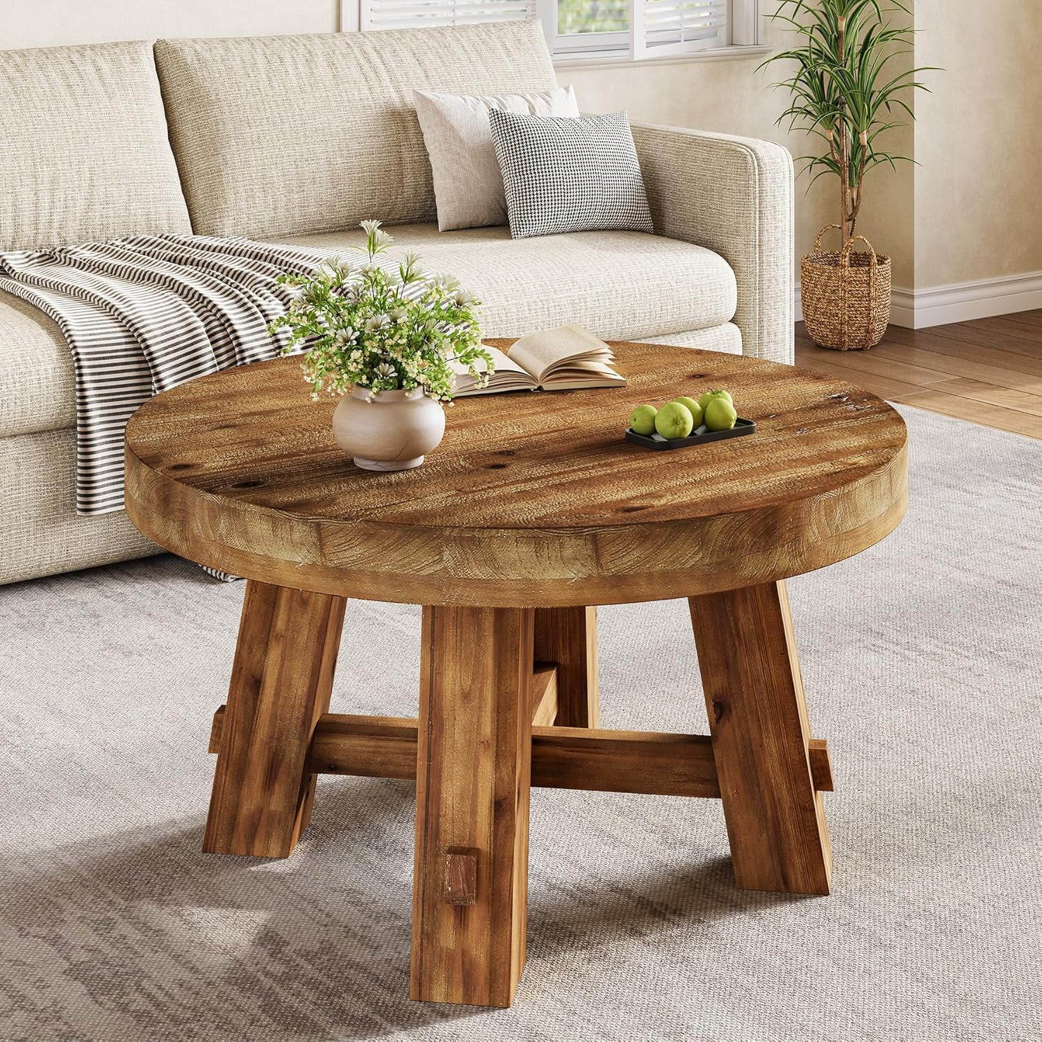 Click here for Tribewood 31.5-Inch Round Solid Wood Coffee Table... prices