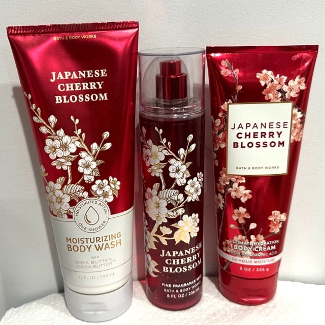 Bath & Body Works Japanese Cherry Blossom Trio (Body Wash, Fragrance ...