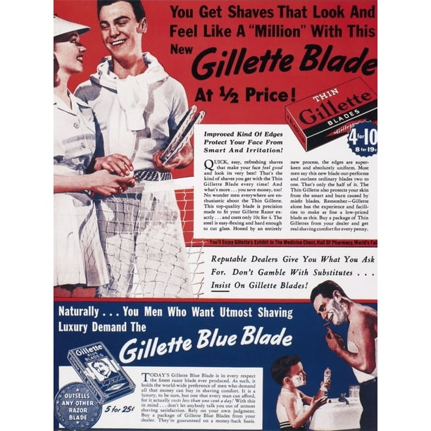 Gillette Razor Ad, 1939. /Namerican Magazine Advertisement, 1939, For ...