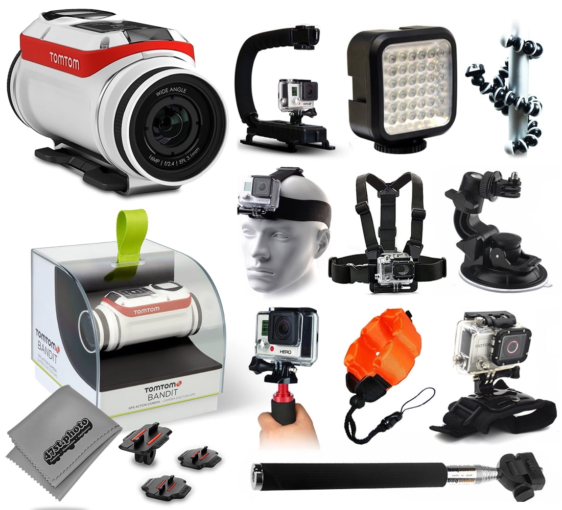 TomTom Bandit 4K Action Camera with Opteka X-Grip + LED Light ...
