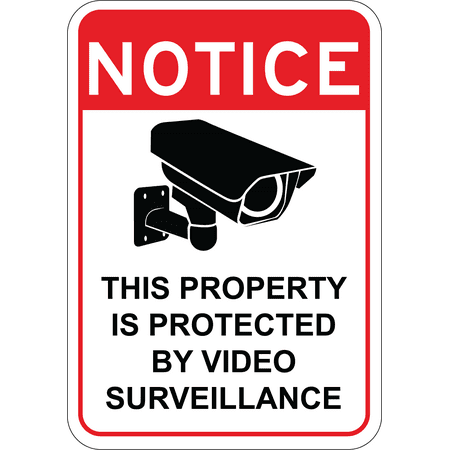 Notice Video Surveillance on Property 7" x 10" aluminum metal sign ...