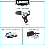 HART 20-Volt 1/2-inch Cordless Drill/Driver Kit, (1) 1.5Ah Lithium-Ion ...