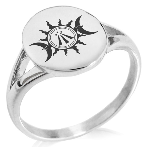 Stainless Steel Celtic Awen Arwen Sun & Moon Minimalist Oval Top ...