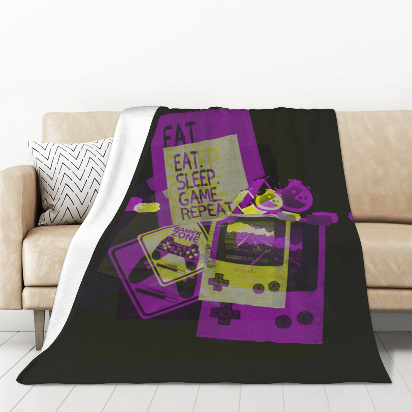 XMXT Throw Blankets, Game Sticker Handle Two Color Pattern Fuchsia Bed ...
