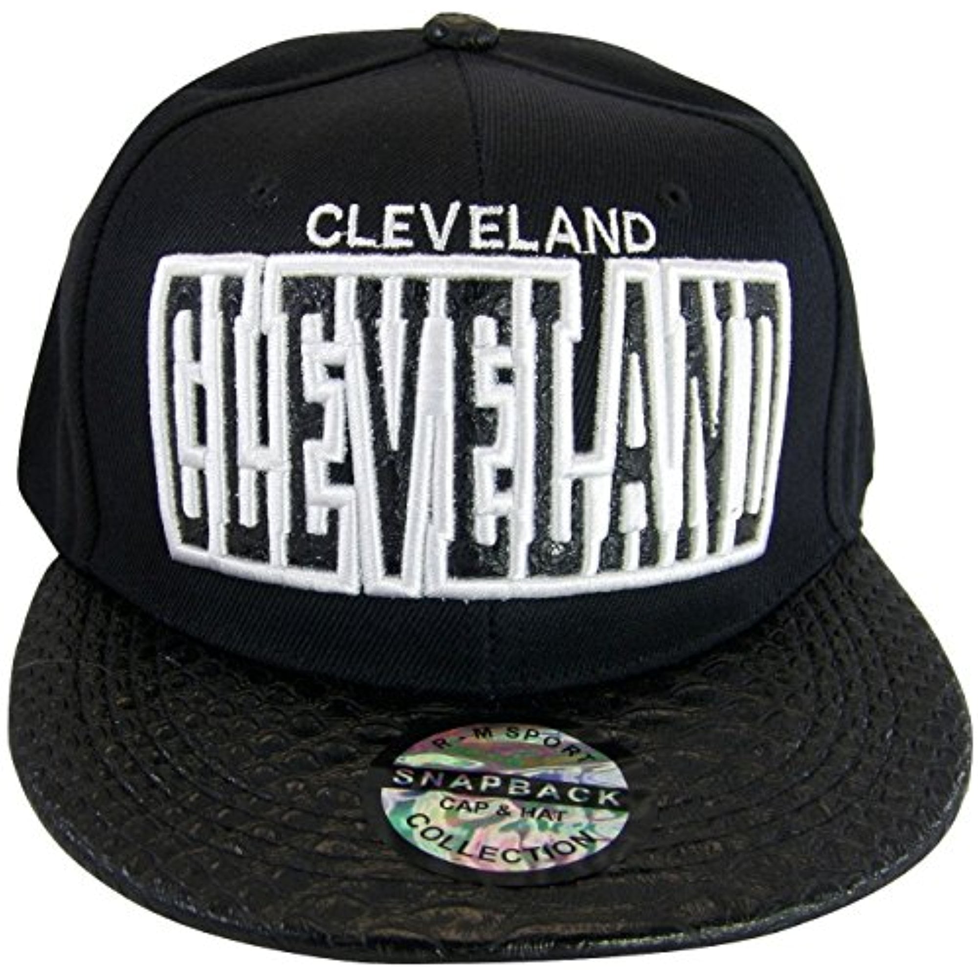 Cleveland Textured Brim Men's Adjustable Snapback Baseball Caps (Black ...