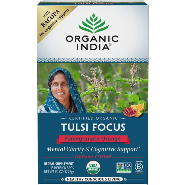 Organic India Tulsi Focus Tea - Pomegranate Orange 18 Bag(S) - Walmart.com