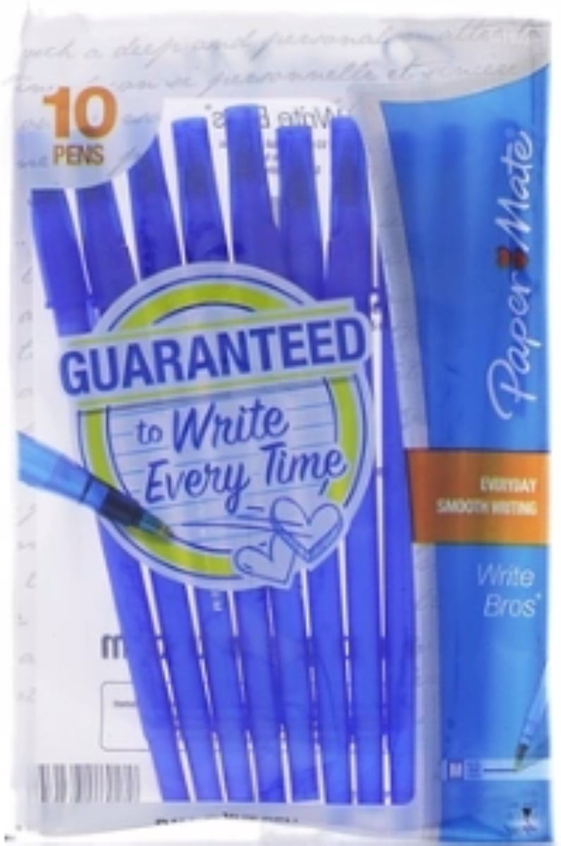 Paper Mate Ballpoint Pens, Medium Point, Blue Ink 10 ea (Pack of 2 ...