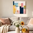 Abstract Canvas Wall Art for Living Room, Geometric Color Block Lines ...