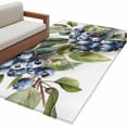 Blueberries 3'x5' Washable Rug, Farmhouse Blue Fruits Green Botanical ...