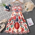 Conairie Girls Floral Print Spaghetti Strap Waist Tie Flared Princess ...
