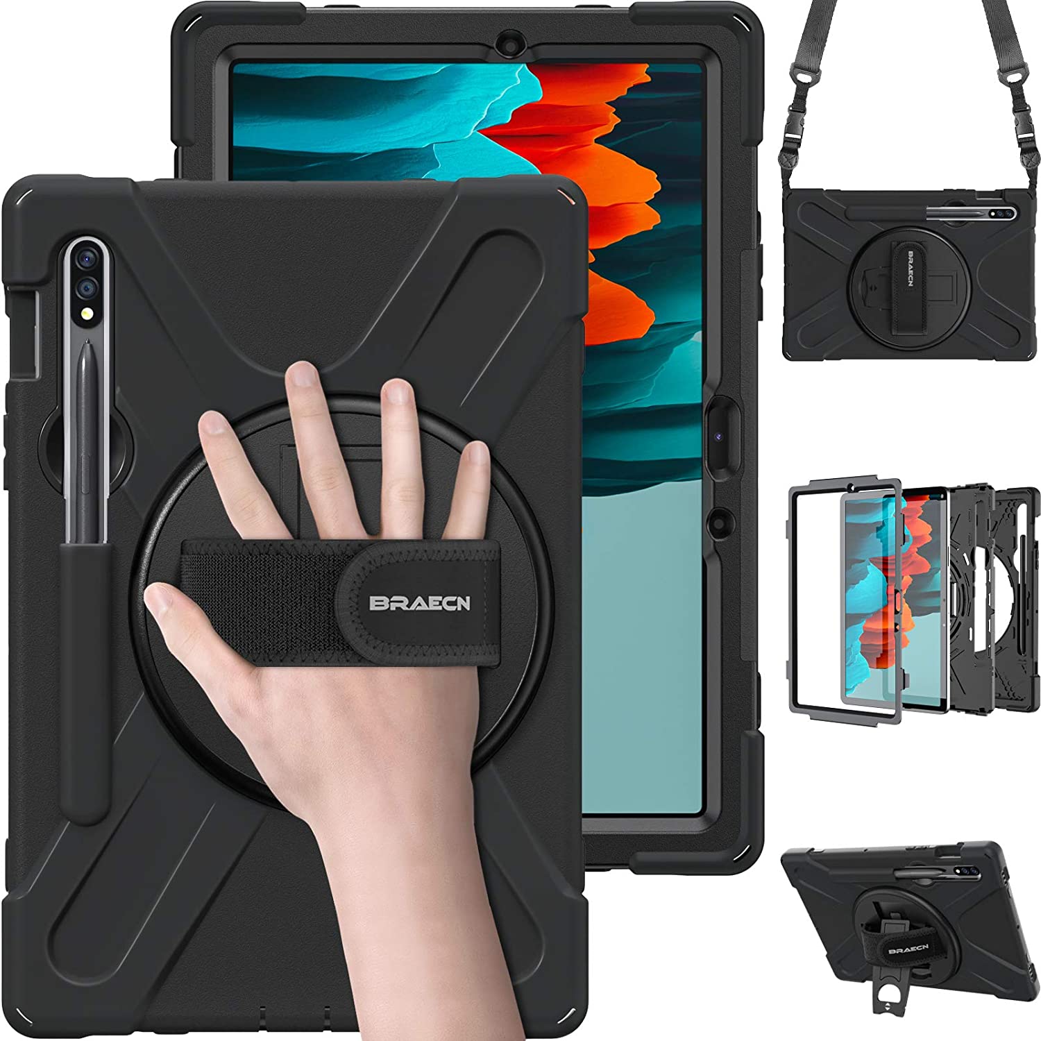 BRAECN Samsung Galaxy Tab S7 Case 2020, Heavy Duty Shockproof Rugged ...