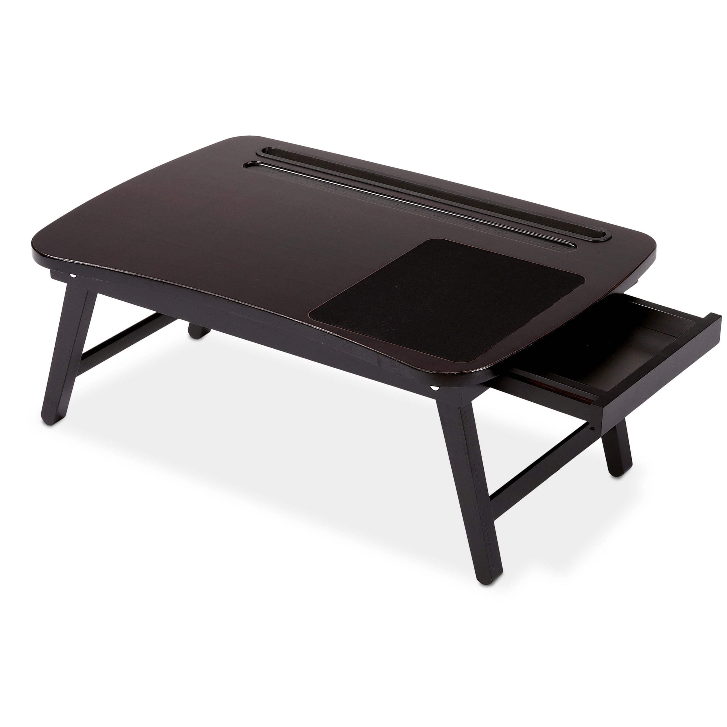 BirdRock Home Curved Lap Tray with Storage Drawer & Mouse Pad - Walnut ...