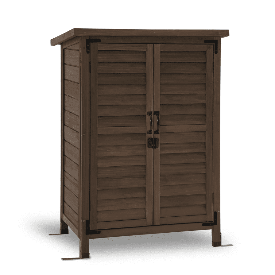 Mcombo Outdoor Wood Storage Cabinet, Small Size Garden Wooden Tool Shed ...