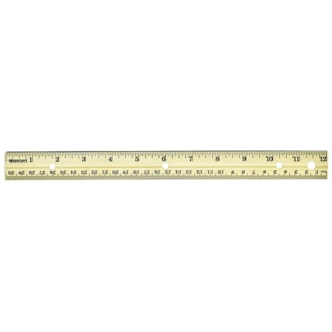 36cm Sturdy Metal Edge Hardwood Ruler - Metric & Standard with Three ...