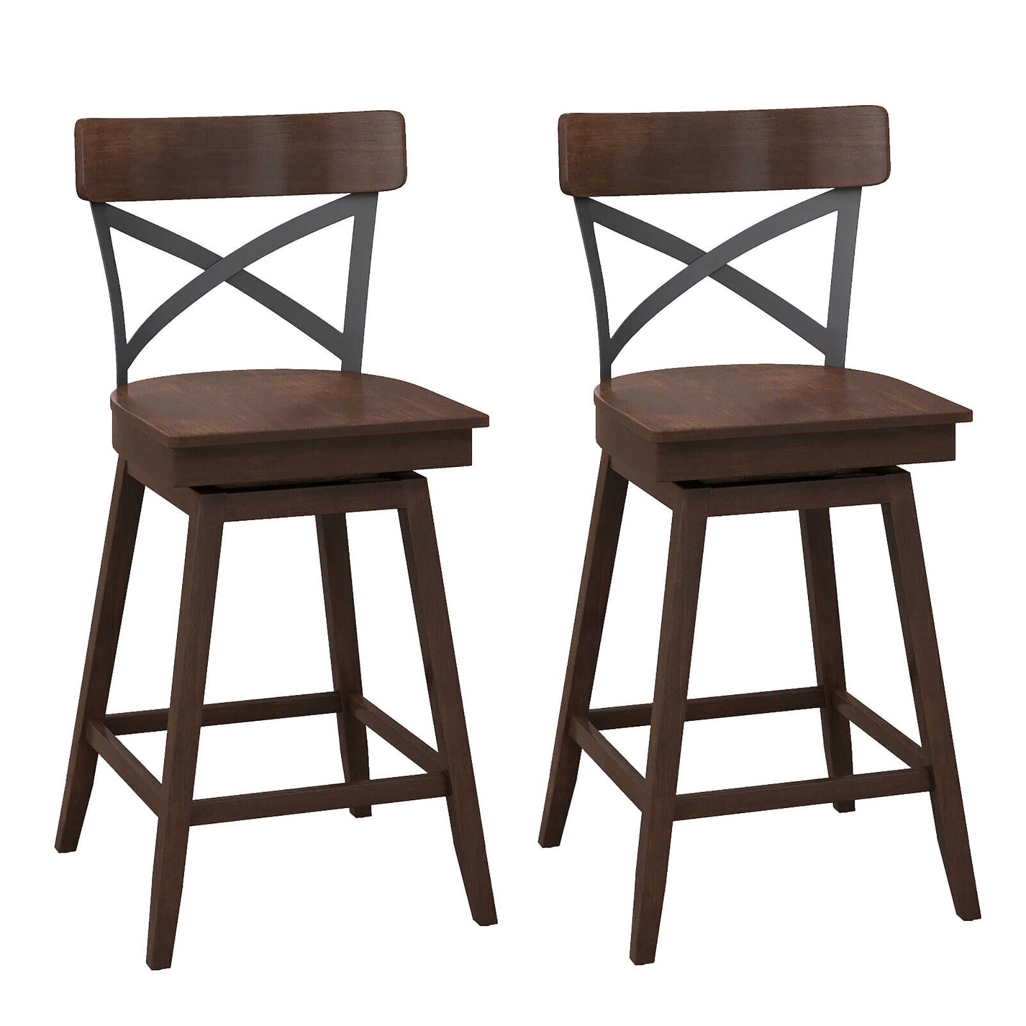 Click here for Gymax Set Of 2 Wooden Swivel Bar Stools Counter He... prices