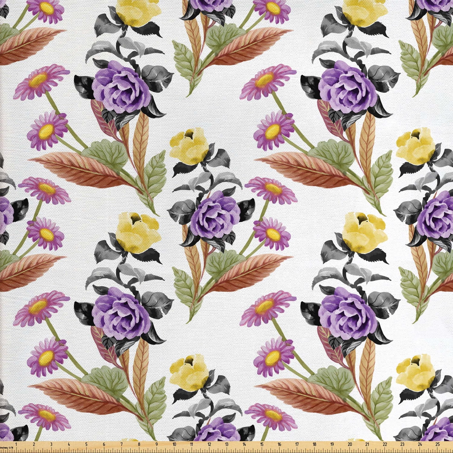 Botanical Fabric by the Yard, Watercolor Art of a Summer Garden with ...