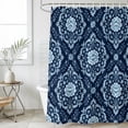 60x72 Inch Shower Curtains for Bathroom, Navy Blue Flowers Fabric Bath ...