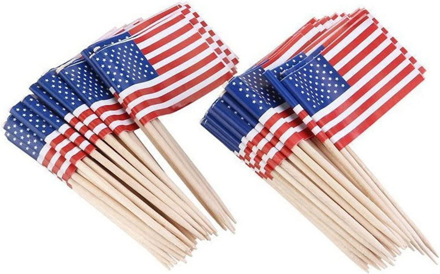 24 Pcs USA Mini Flags Cupcake Toppers American Flag US Country ...
