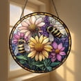 Bee and Flower Stained Glass Suncatcher – Round Decorative Window ...