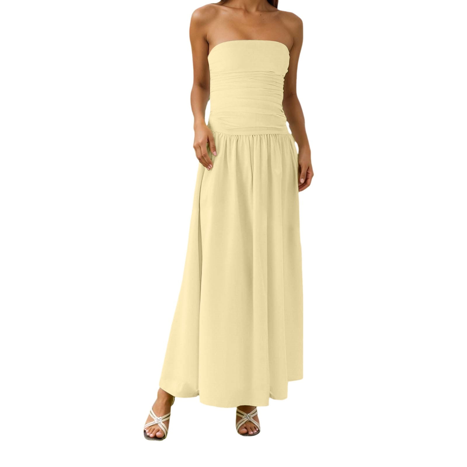 Click here for Feolixe Womens Elegant Strapless Maxi Dress Summer... prices