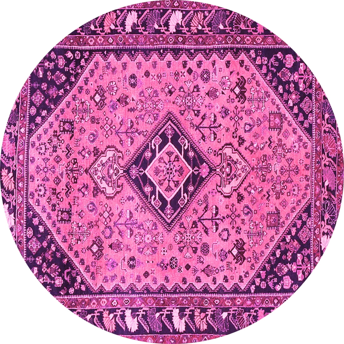 Ahgly Company Indoor Round Medallion Pink Traditional Area Rugs, 6 ...