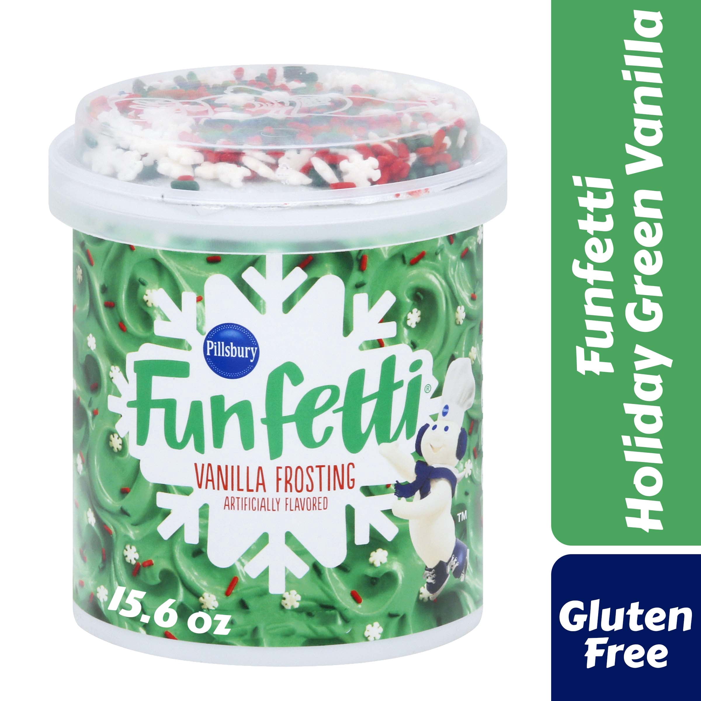 Pillsbury Funfetti Holiday Green Vanilla Frosting, 15.6 Oz Tub ...
