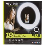 Vivitar VIV18RLWM 18-in White LED Ring Light Set with Adjustable 63-in ...