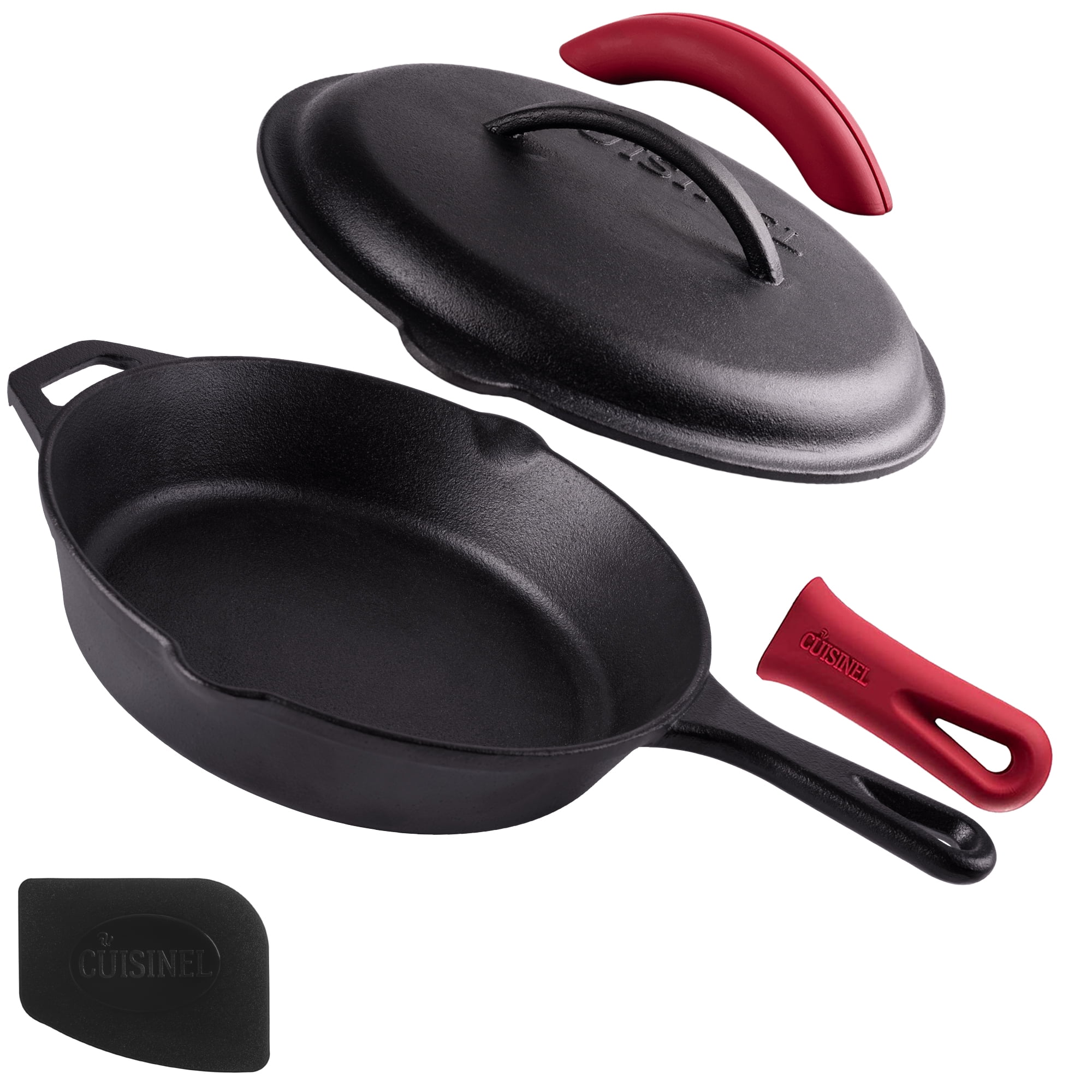 Cast Iron Skillet with Lid - 10"-inch Pre-Seasoned Covered Frying Pan ...