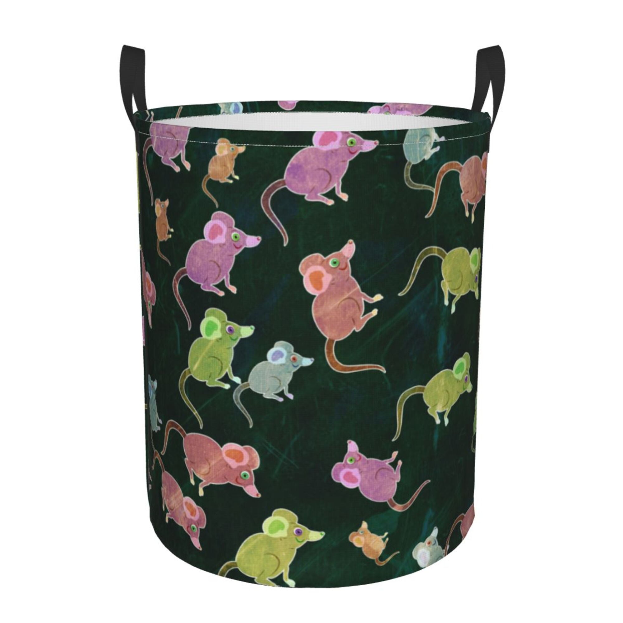 XMXY Round Laundry Basket Organizer, Cute Mouse Graffiti Waterproof ...