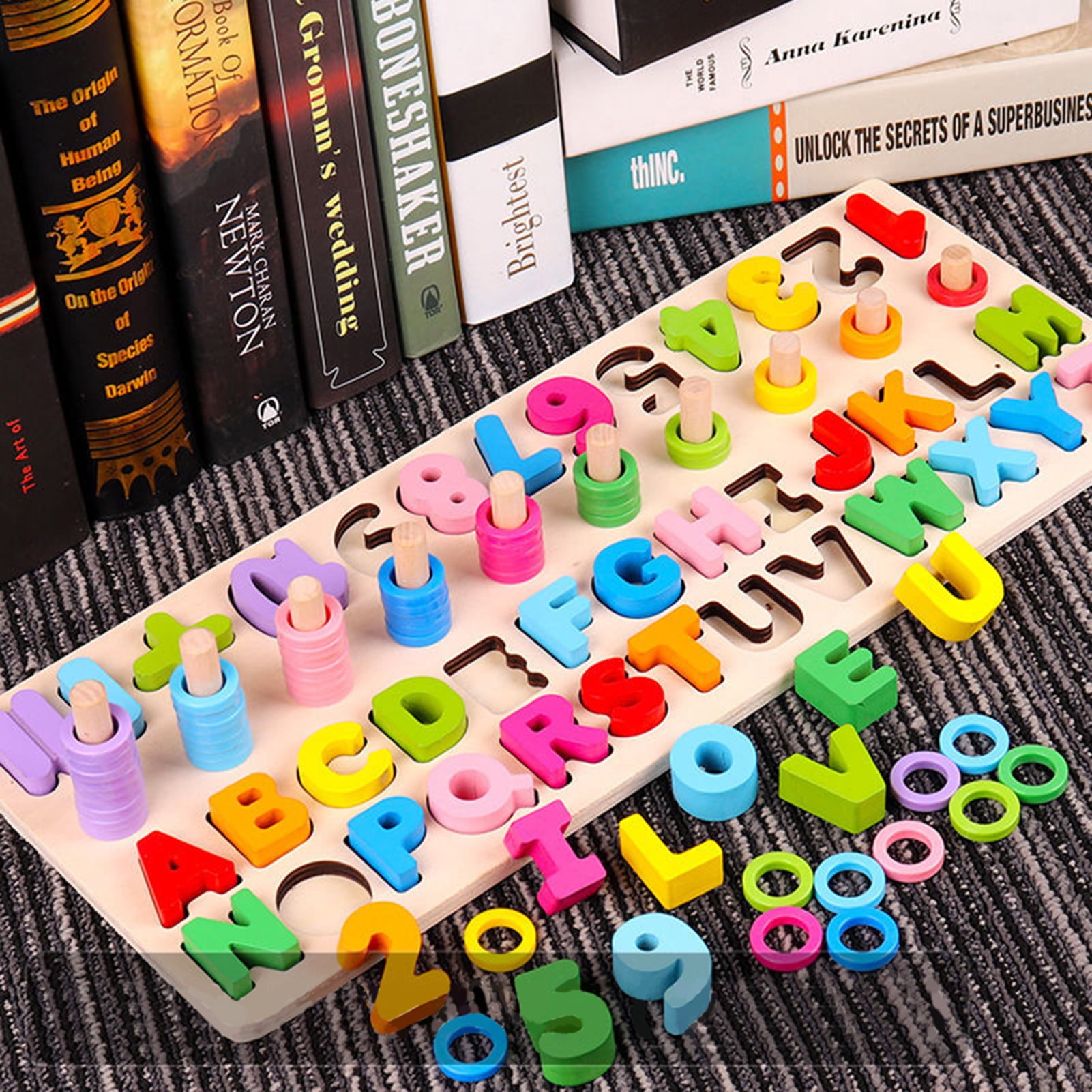 Yeacher Wooden Number Puzzle Match Board Math Game Early Learning Toys Color Shape Sorting Number Counting Preschool Education Best Gift for 3 6 years