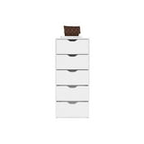 Kamran Wooden Elegant Bedroom Chest, Five Drawer Narrows, White Finish ...